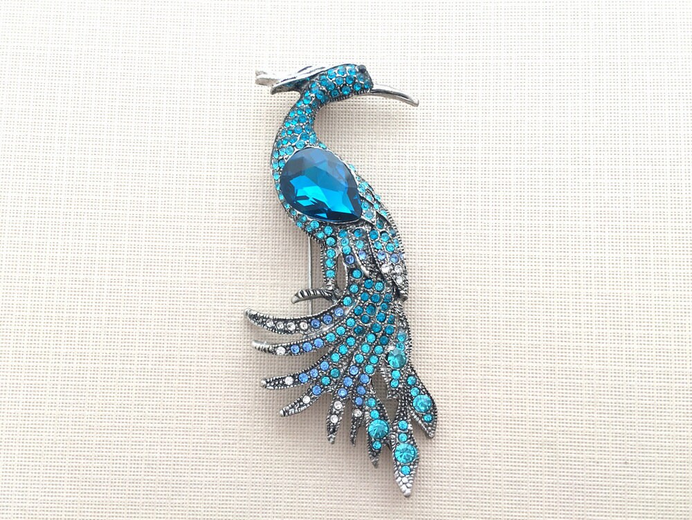 Teal Phoenix Brooch Pin