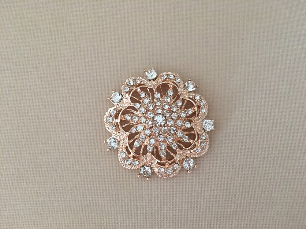 Rose Gold Rhinestone Brooch Pin