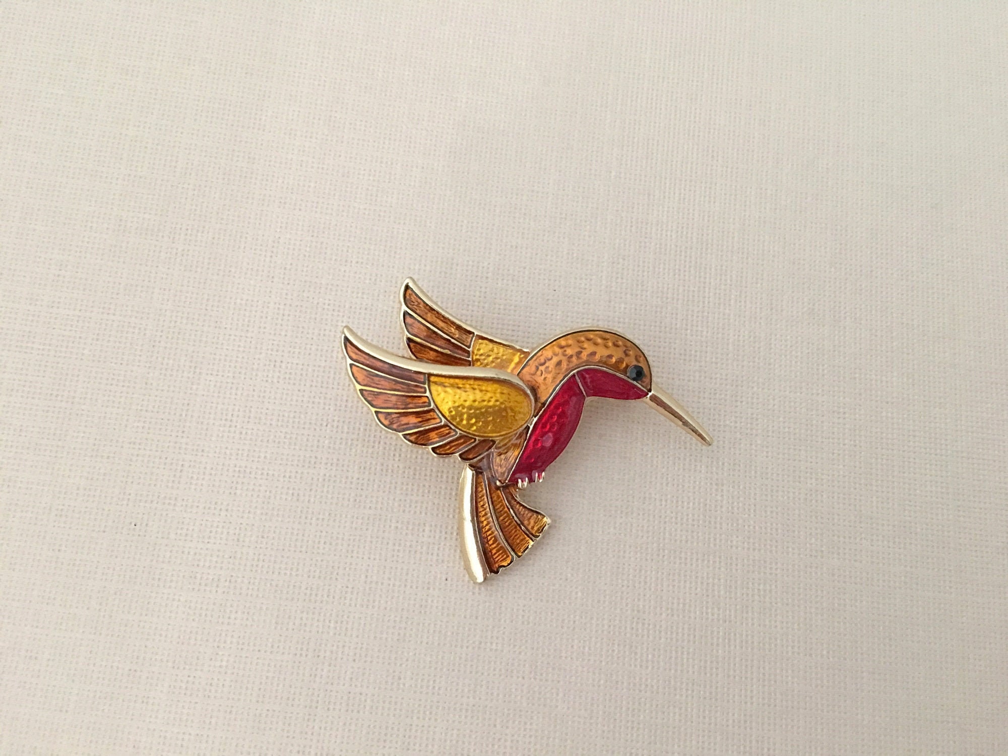 Enamel Hummingbird Brooch Pin