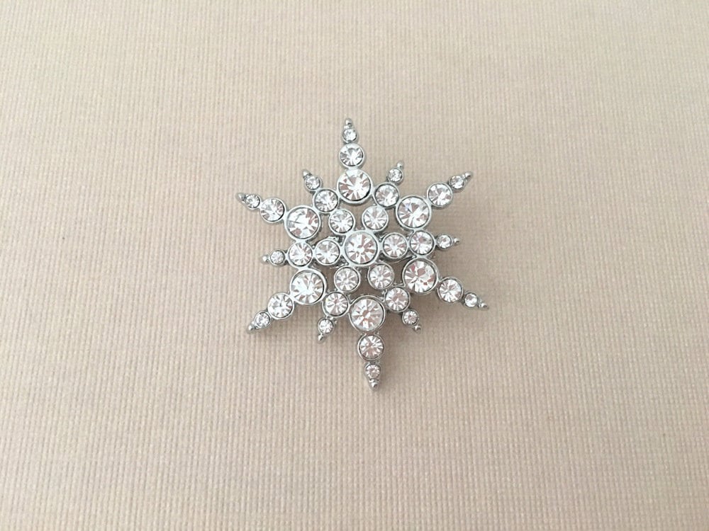 Small Snowflake Rhinestone Brooch Pin