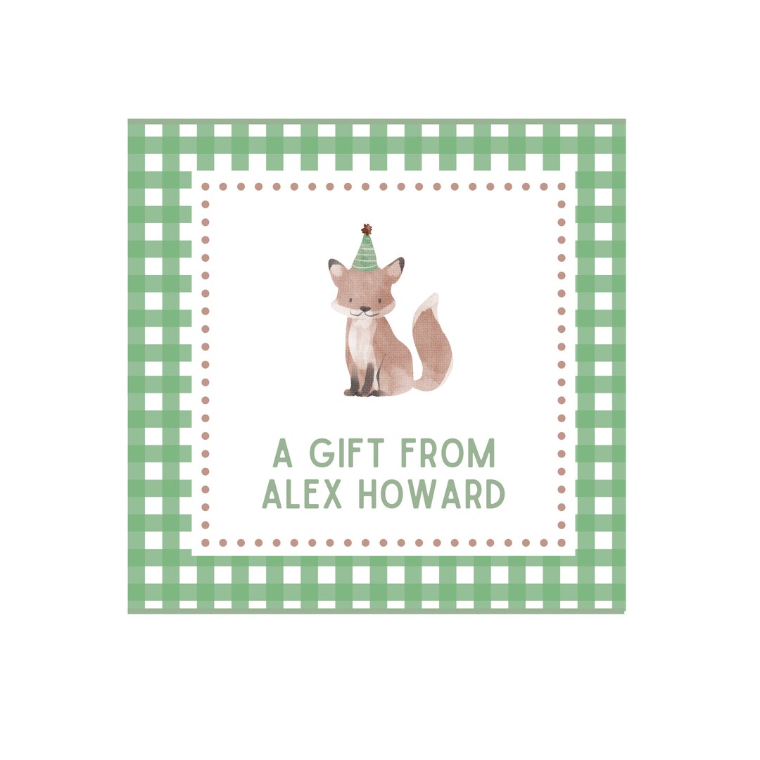 Birthday Fox Gift Tag | Stickers | Digital Download Options ...