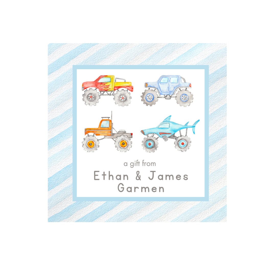 Monster Truck Gift Tag | Stickers | Digital Download Options ...