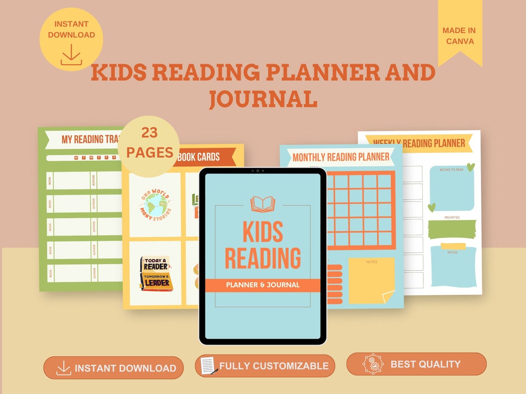 Kids Reading Journal Printable Bookshelf Reading Tracker Reading Log ...