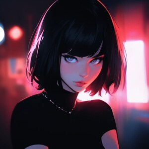 Neon Girl Anime Poster, Manga Poster, Digital Download, Wall Decor Art ...