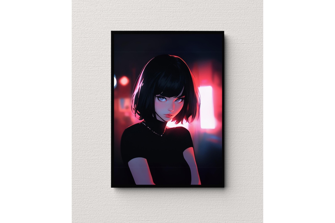 Neon Girl Anime Poster, Manga Poster, Digital Download, Wall Decor Art ...