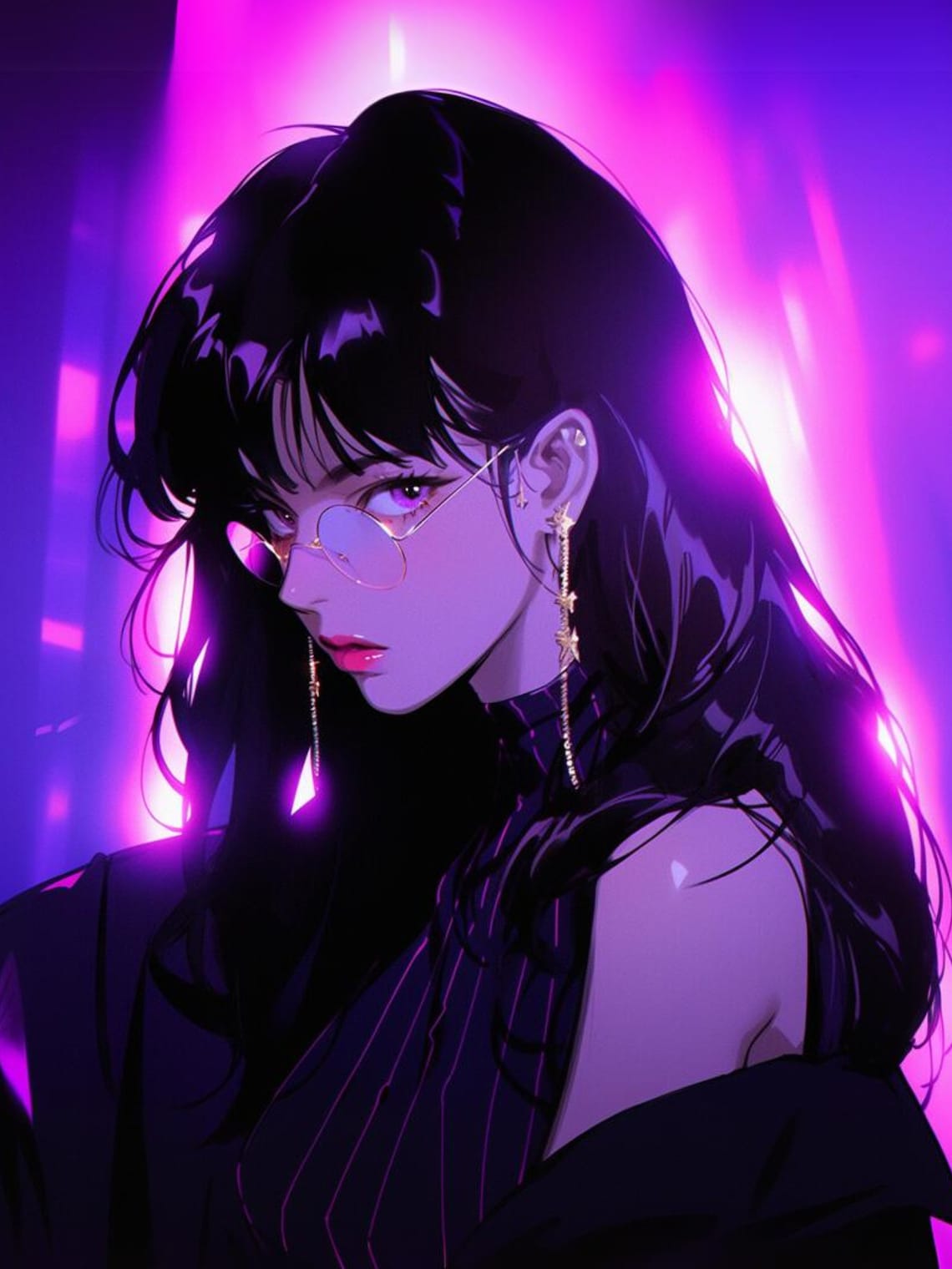 Set of 5 Neon Girls Anime Posters, Manga Poster, Digital Download, Wall ...