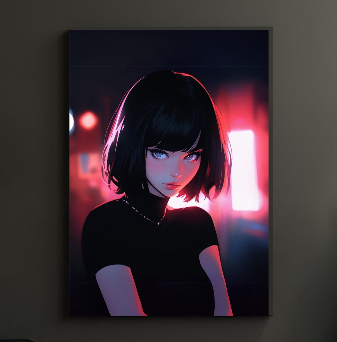 Neon Girl Anime Poster, Manga Poster, Digital Download, Wall Decor Art ...
