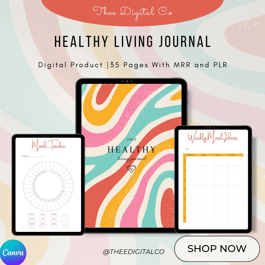 Healthy Living Journal, Digital Product With MRR and PLR - Etsy