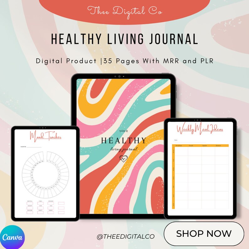 Healthy Living Journal, Digital Product With MRR and PLR - Etsy