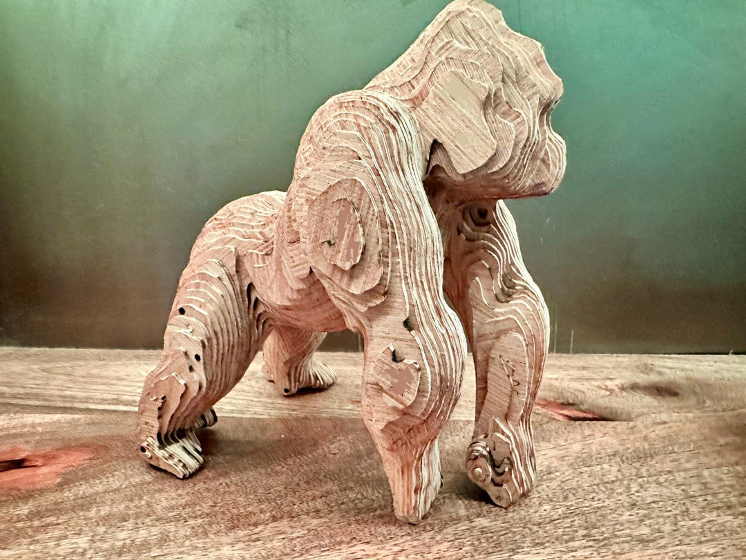Laser Carved Wooden Gorilla Sculpture, Koko Inspired Statue - Etsy