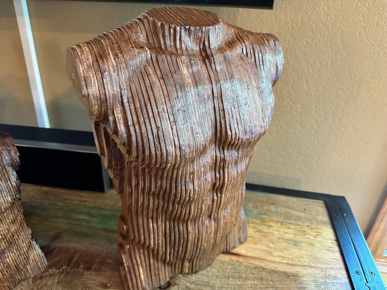 Male Bust, Large, Torso, Fitness, Statue, Sculpture, Wood, Handmade ...