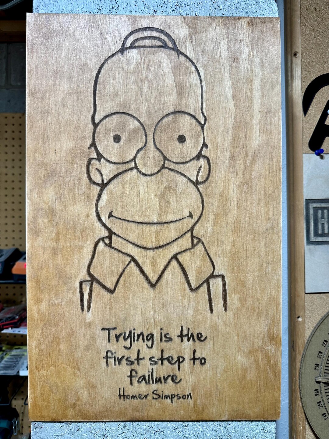 Homer Simpson, Wood Sign, Trying is the First Step to Failure, Novelty ...