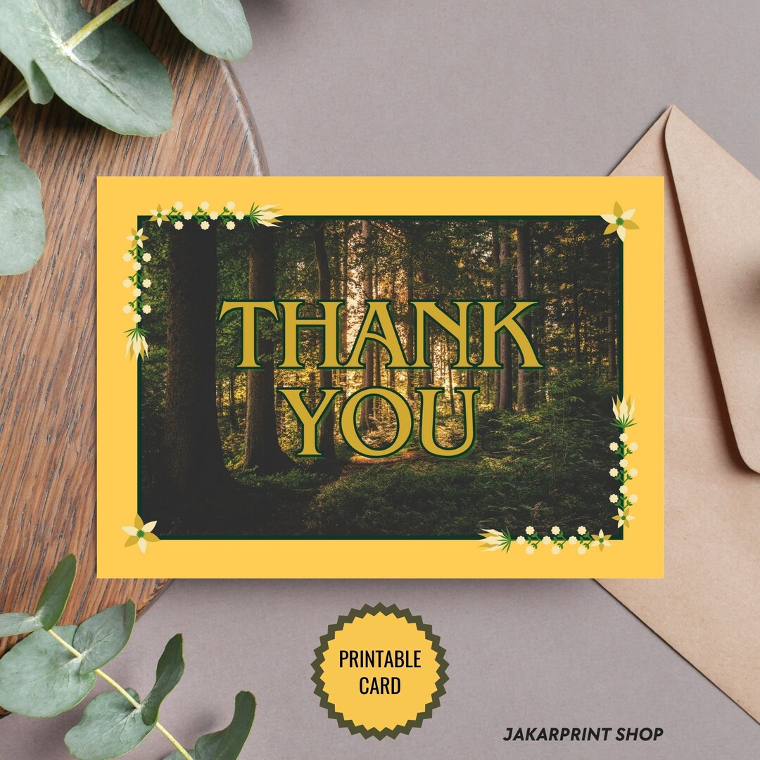 Forest Thank You Card DIGITAL Download Printable Jungle Thank You ...