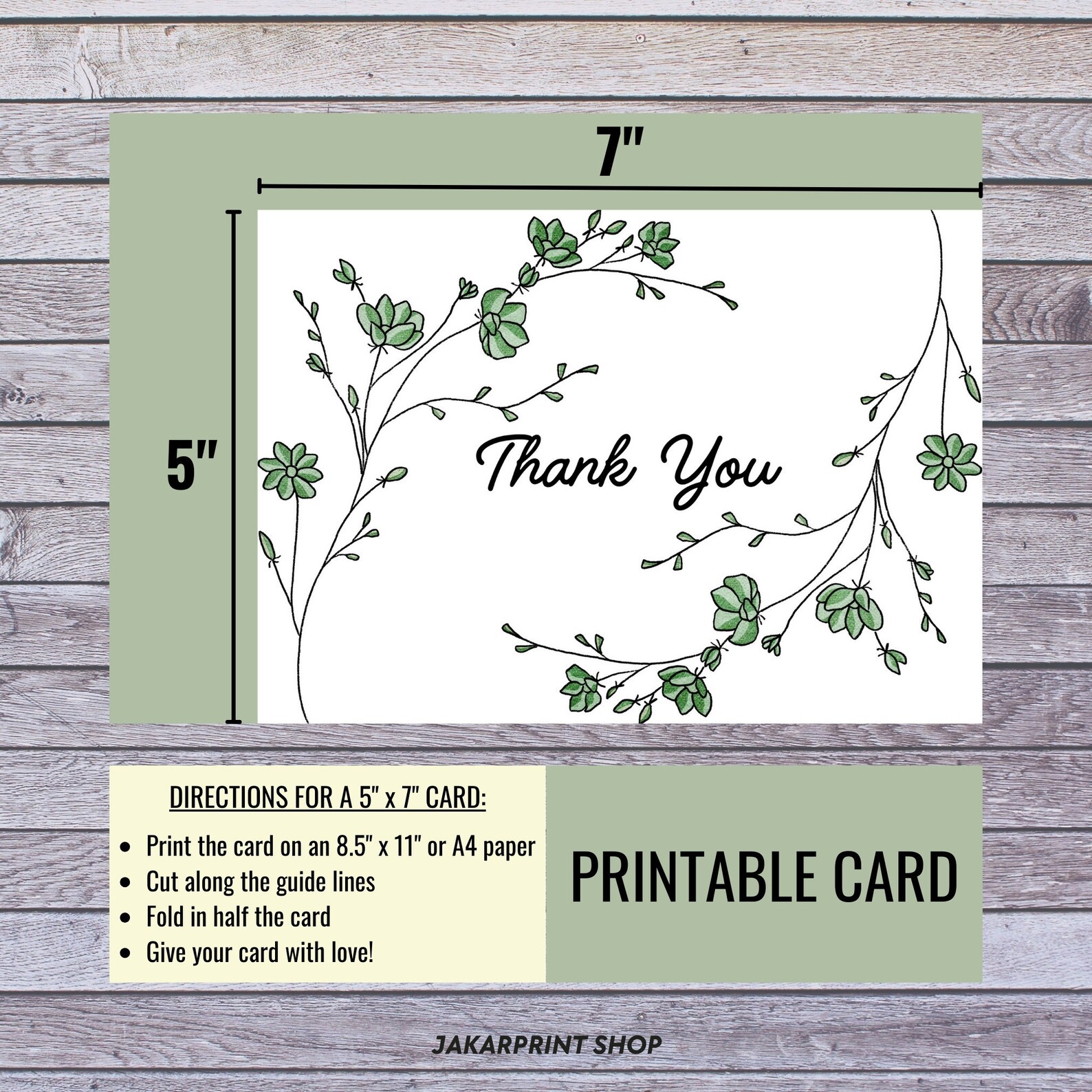Flower Spiral Thank You Card DIGITAL Download Printable Thank You Greeting Card Digital Thank ...