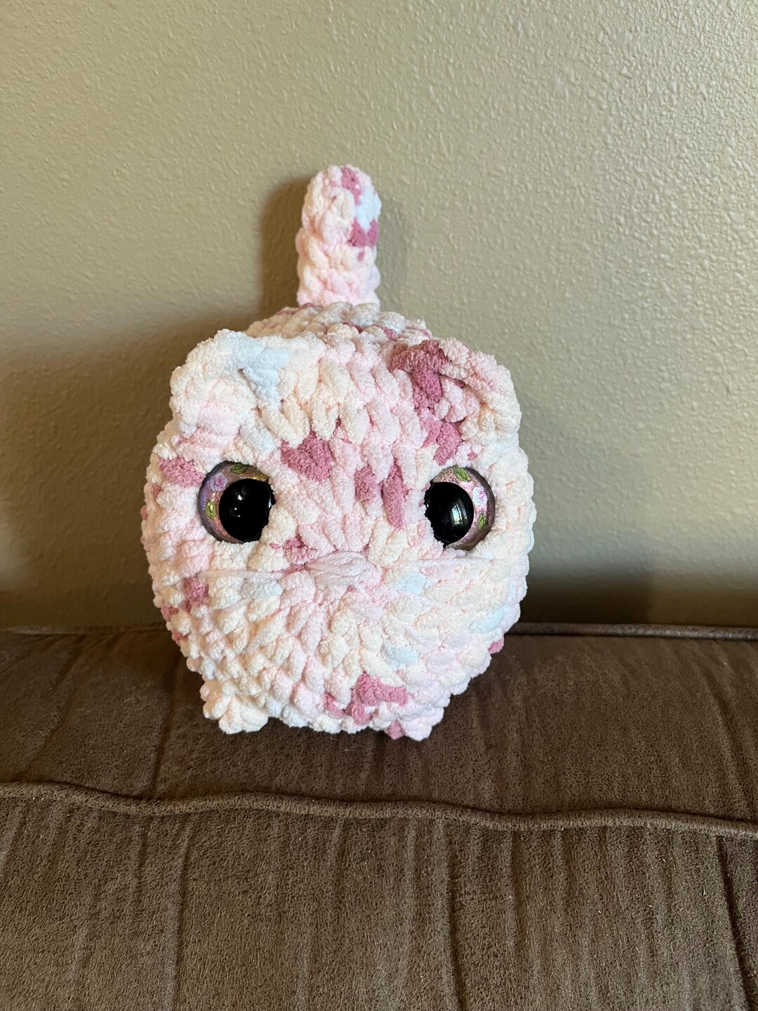 Pink Kitty Cat Big Twist Plush Yarn Soft Plushie Stuffy Hand Painted ...