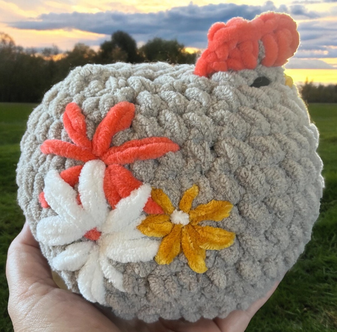 Embroidered Mable Chickens Soft Farm Crochet Plushies Flowers ...