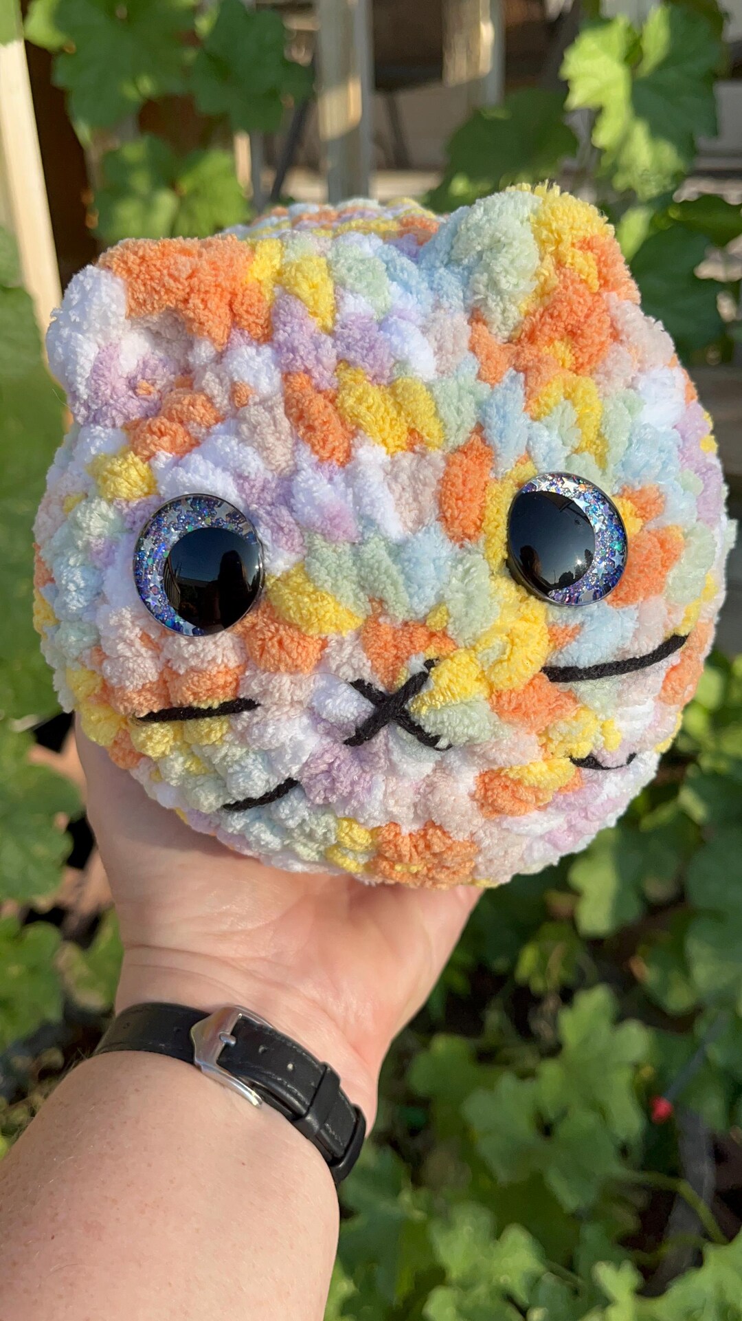 Loaf Cat Big Twist Plush Rainbow Yarn Soft Plushie Stuffy Sparkle Hand ...