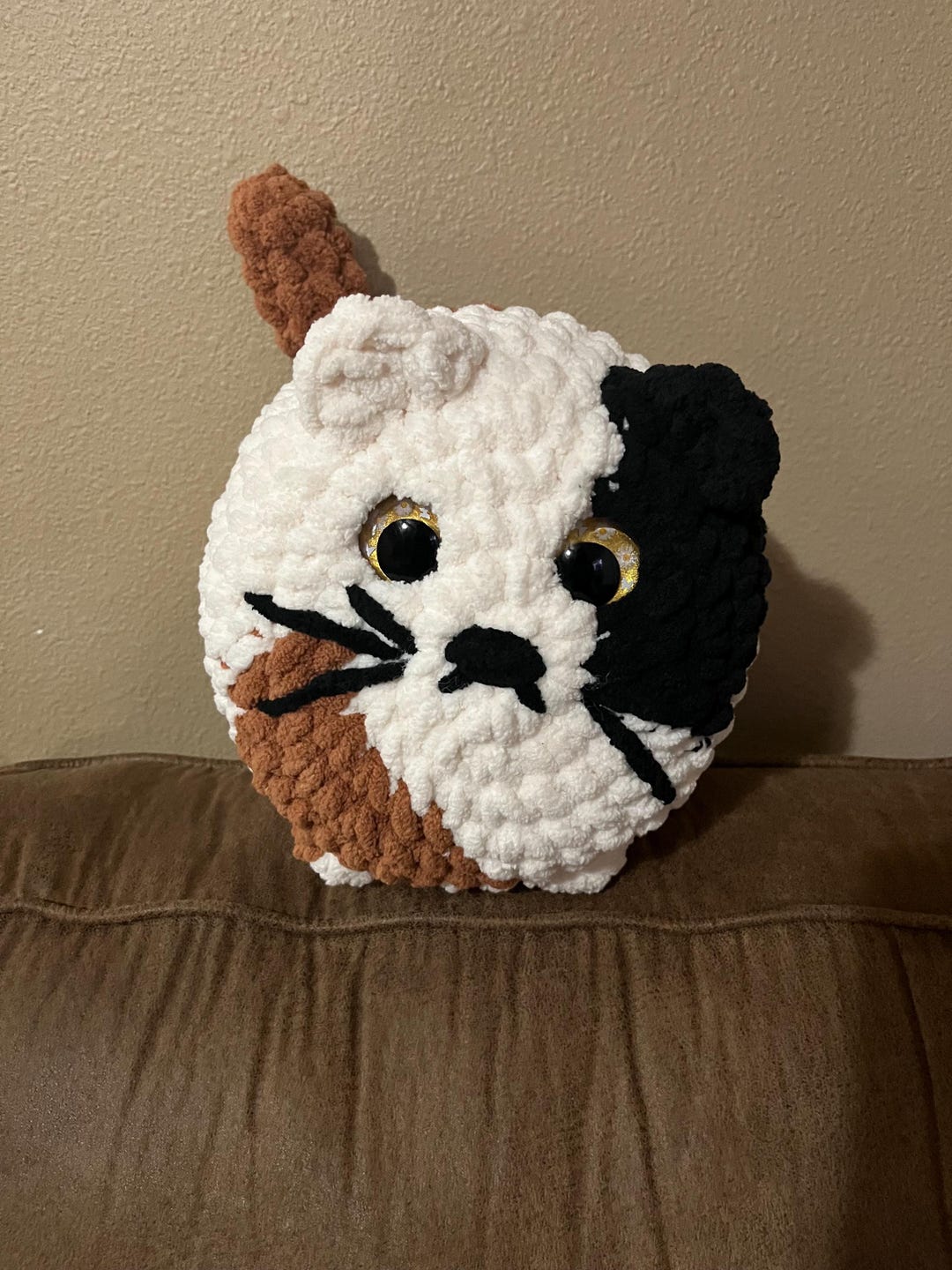 XL Calico Cat Big Twist Plush Black, Brown and Cream Yarn Soft Plushie ...