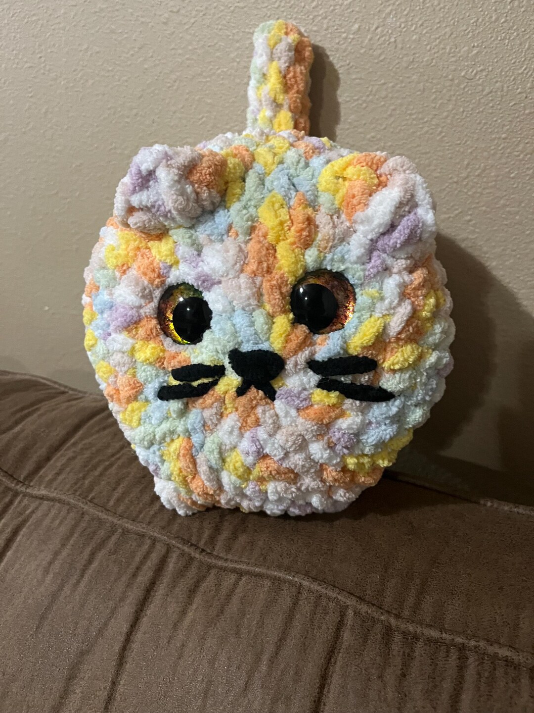 XL Rainbow Tie Dye Cat Big Twist Plush Yarn Soft Plushie Stuffy Sparkle ...