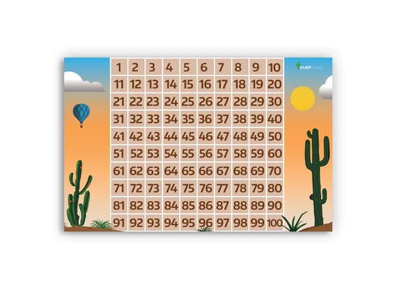 Hundreds 100s Chart Desert Sunset Cactus Teacher Educational | Etsy