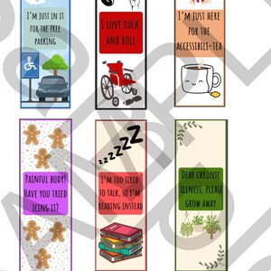 6 Disability Puns, Printable Bookmarks, Digital Download Bookmark JPG ...