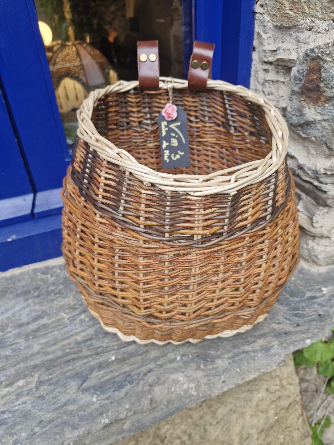 Willow Backpack With Brown Leather Straps, Foraging Basket, Hiking ...