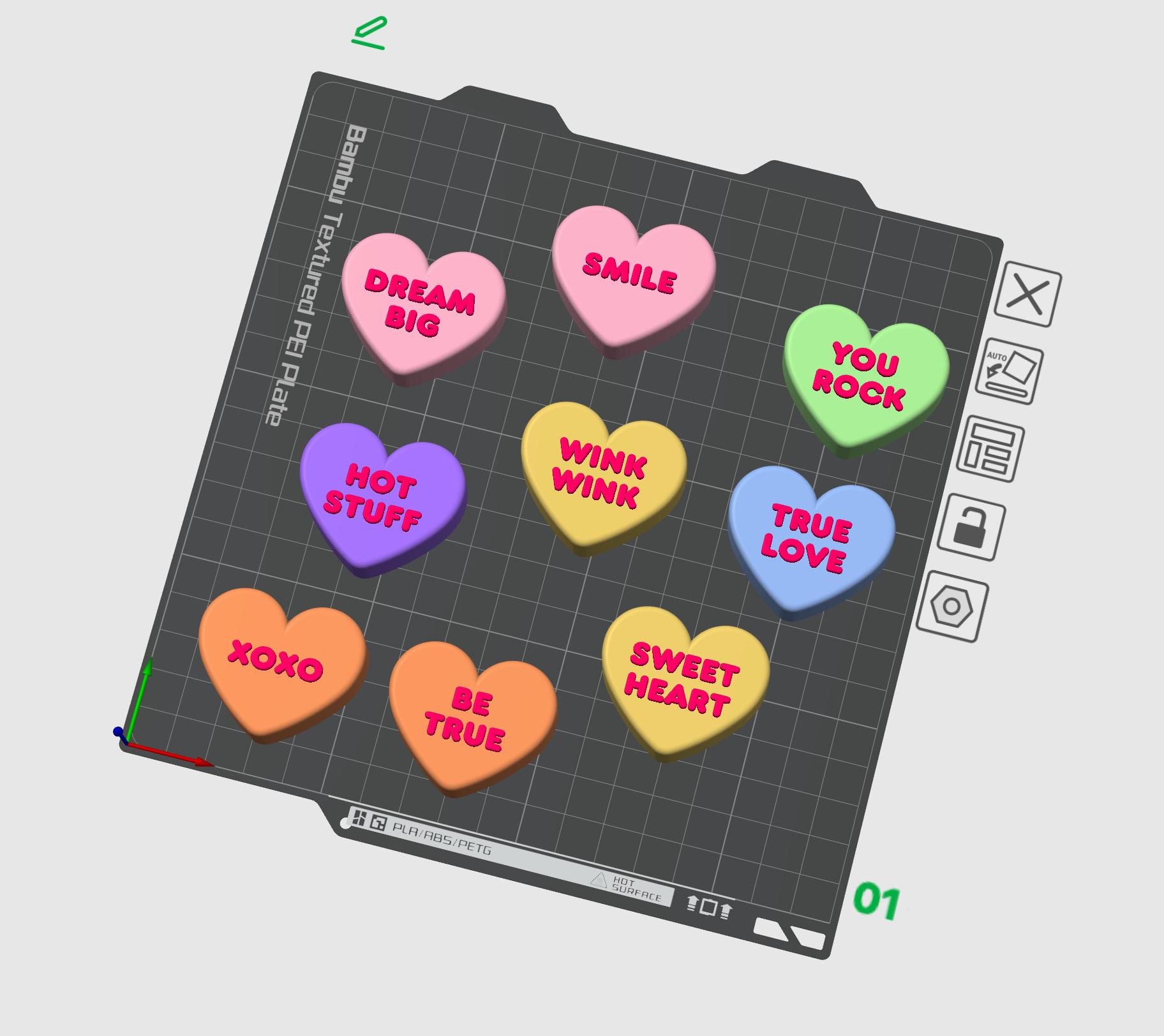 Sweetheart Candies Magnet STL Files – 3D Printer Conversation Hearts ...