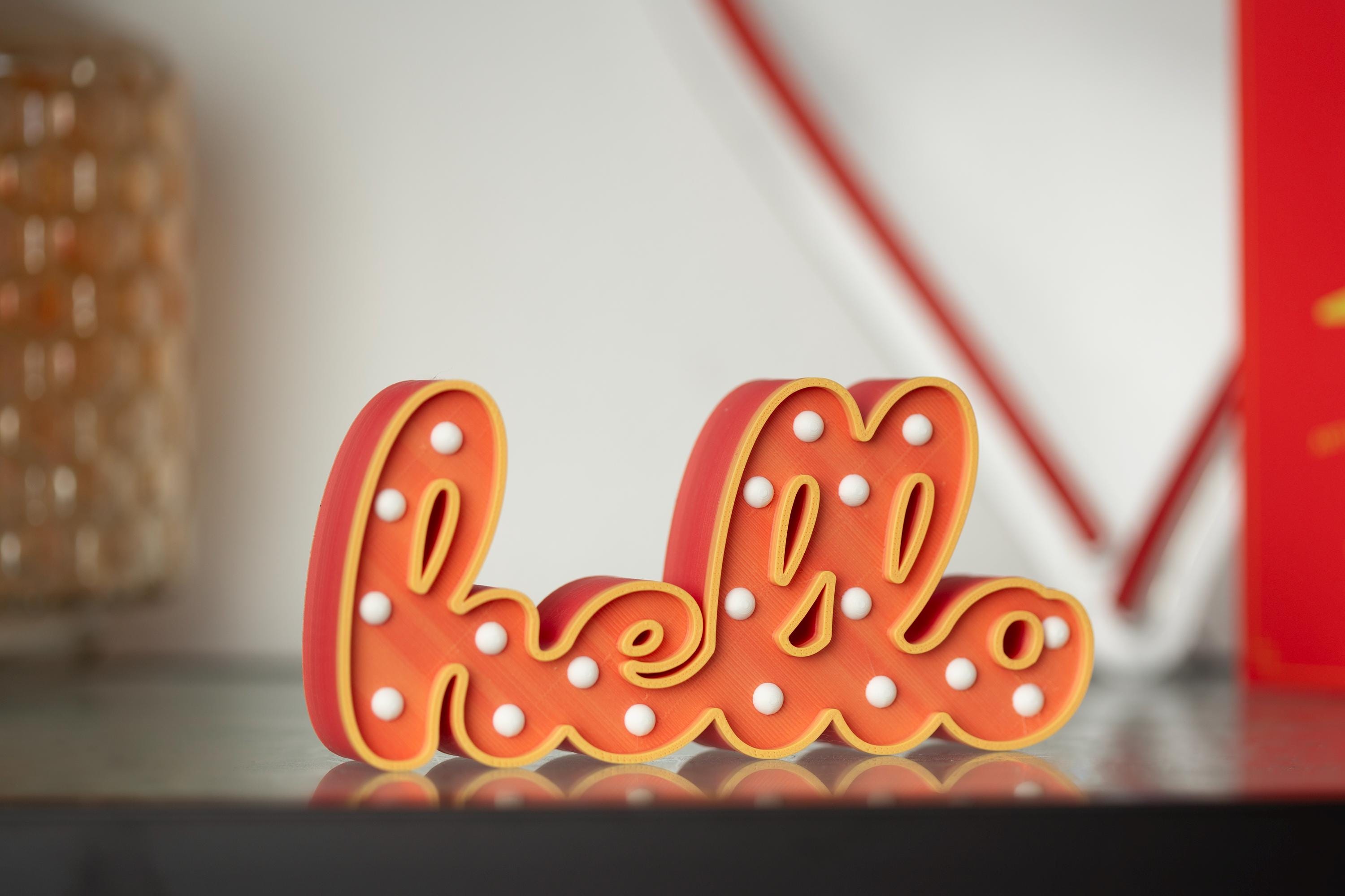 Hello - 3D Printable Marquee Sign, STL, STL File, STL Print File, 3mf ...
