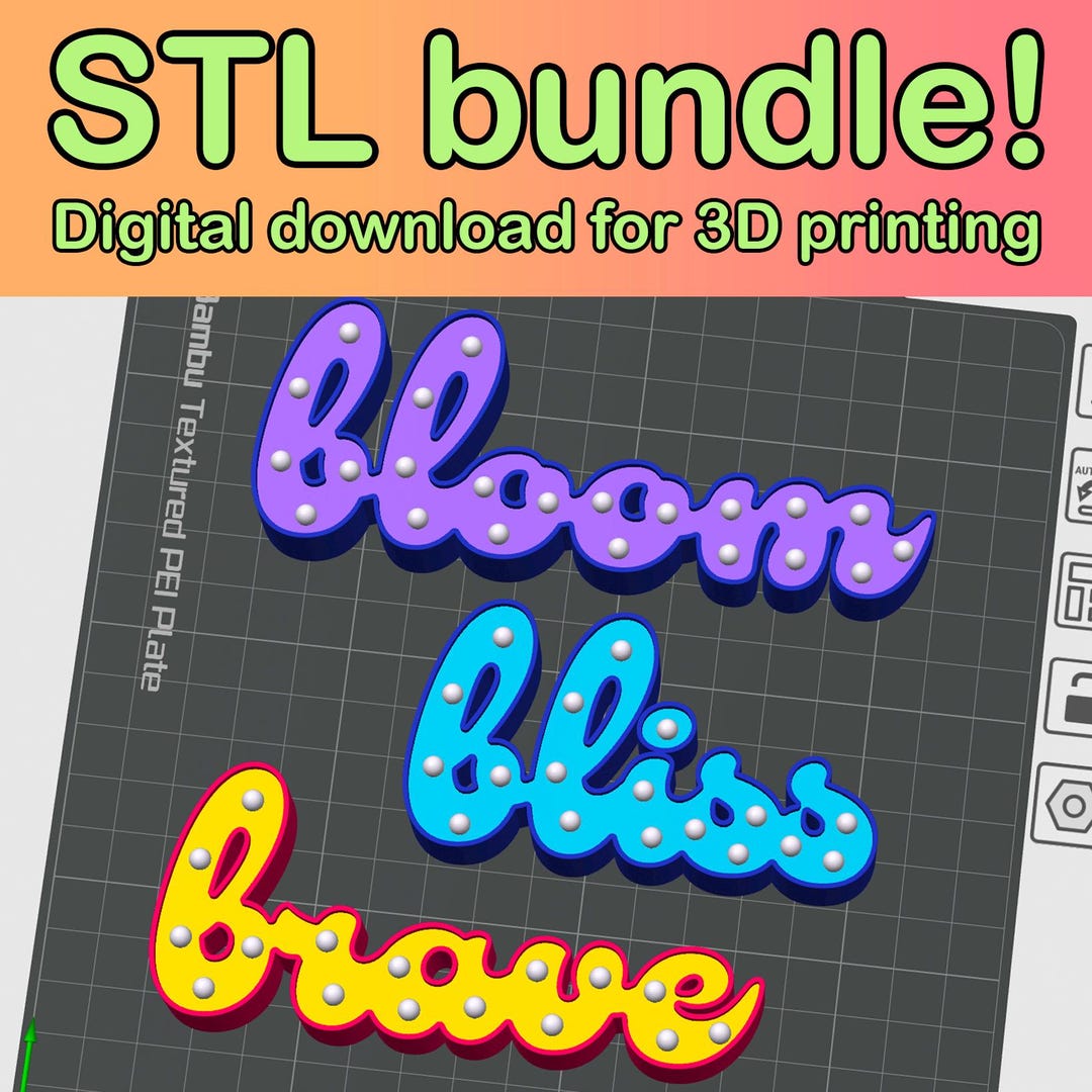 18 STL Marquee Sign Bundle, STL Files, STL Print File, Cool Words Stl, 3d Print File, 3d Printer ...