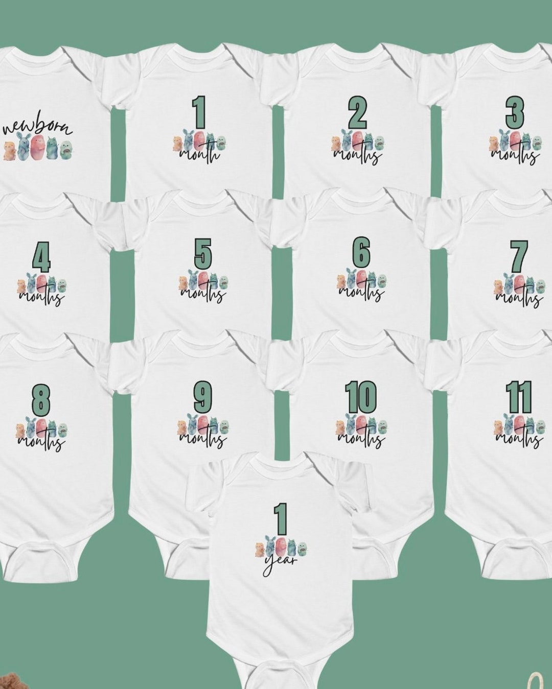 Monthly Milestone Body for Babies. Perfect Gift for Baby Showers. Photo ...