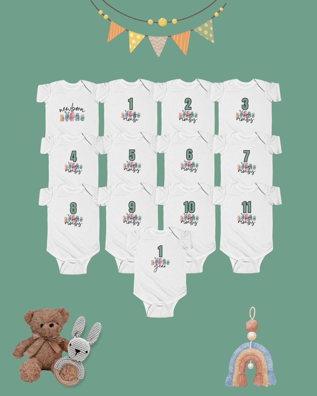 Monthly Milestone Body for Babies. Perfect Gift for Baby Showers. Photo ...