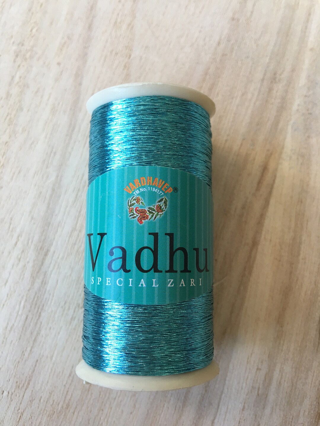 Light Blue Indian Metallic Zari Embroidery Thread for Tambour Aari Etc ...