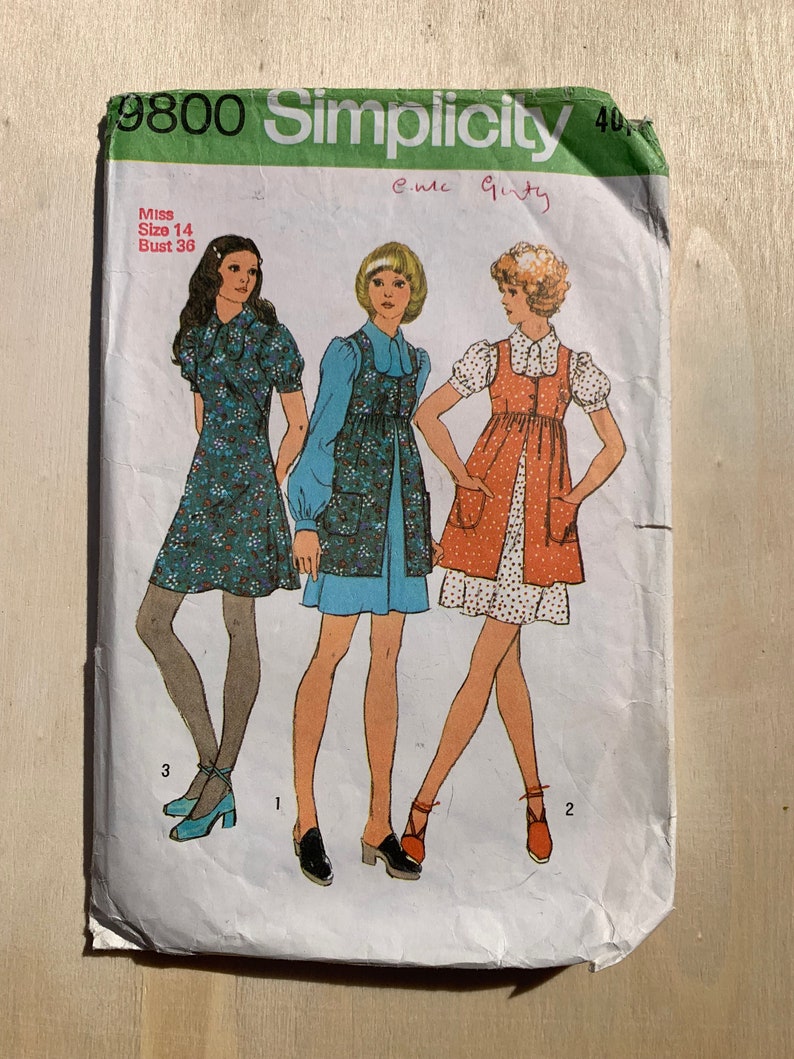 Vintage Simplicity 1970s Sewing Pattern 9800 Misses Mini-dress and ...