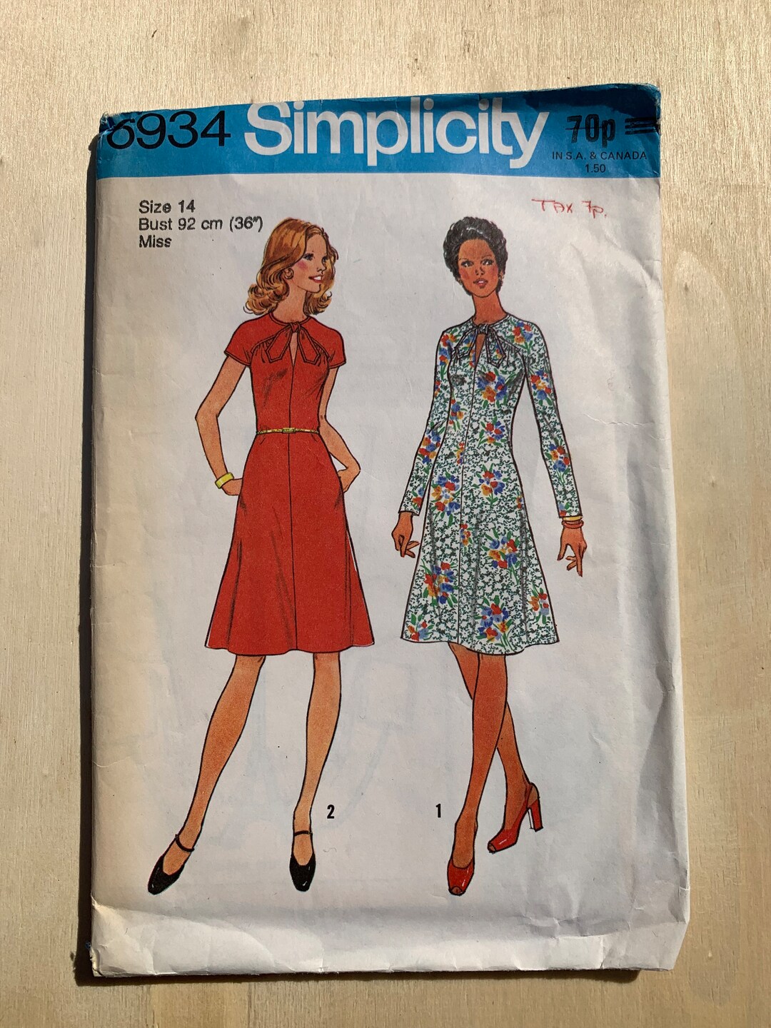 Vintage Simplicity 1970s Sewing Pattern 6934 Miss Size 14 Bust 36/92cm ...