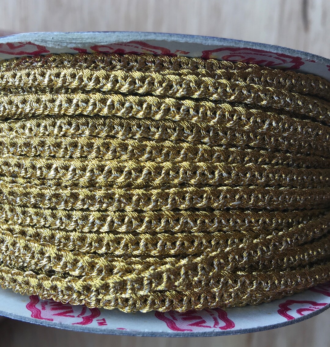 1 Metre Gold Metallic Woven Braided Border Edging Cord. 4mm X 2mm - Etsy