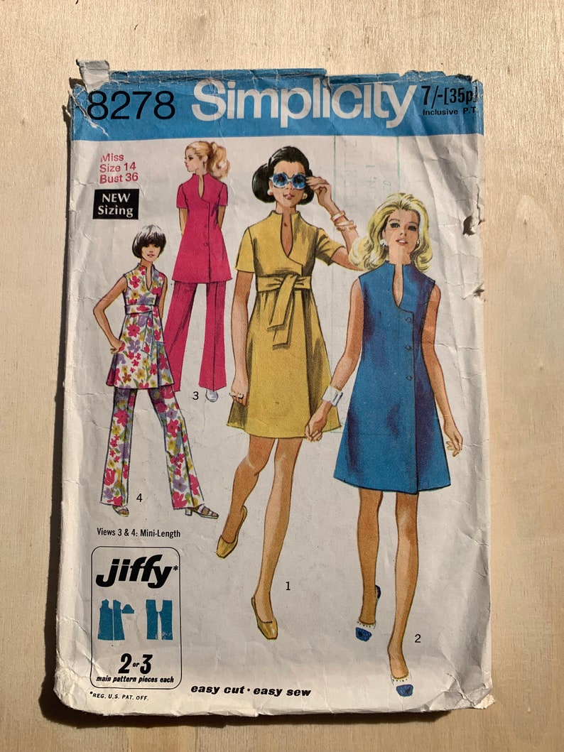 Vintage Simplicity 1960s Sewing Pattern 8278 Miss Size 14 Bust 36 ...