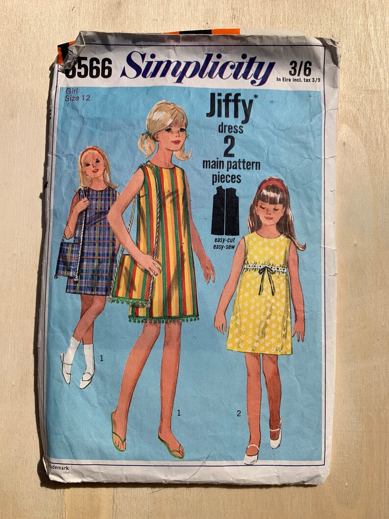 Vintage Simplicity 1960s Sewing Pattern 6566 Girls One Piece Jiffy ...