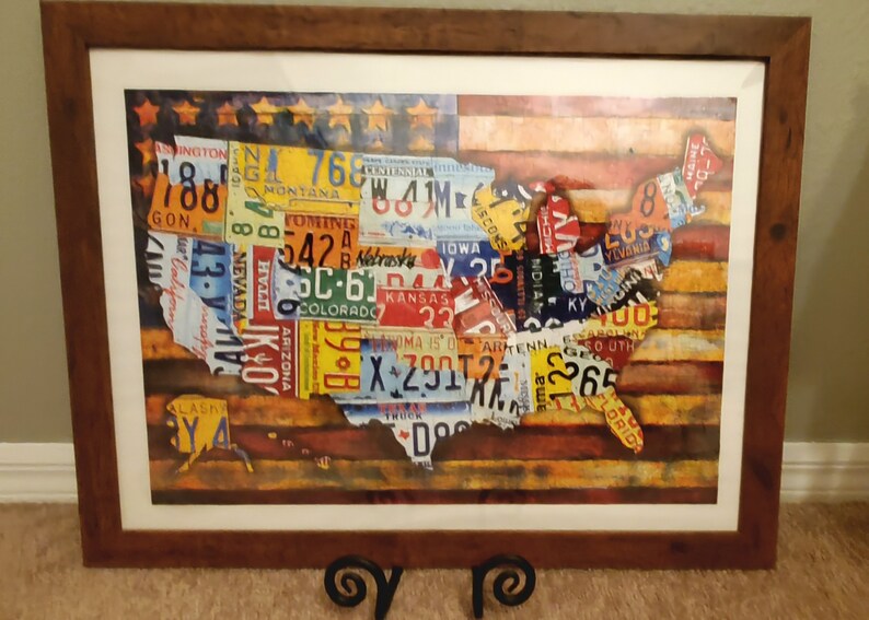 Artistic Map of United States Expressed by Licence Plates Colorful ...