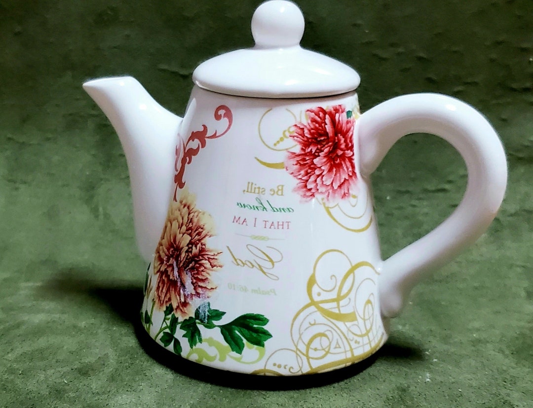 Small White Teapot With Psalm "be Still, and Know That I Am" - Etsy