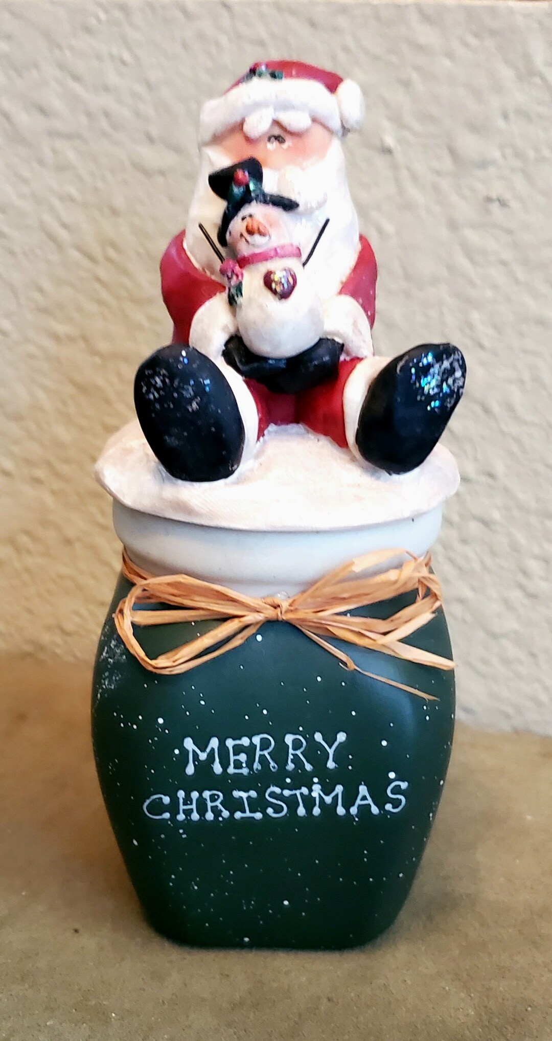 Hand Painted Santa Candle Holder With Lid Christmas Jar - Etsy