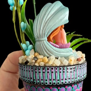 Mermaid Shell: Hand-painted 2 1/2" Terracotta Pot W/faux Succulents ...