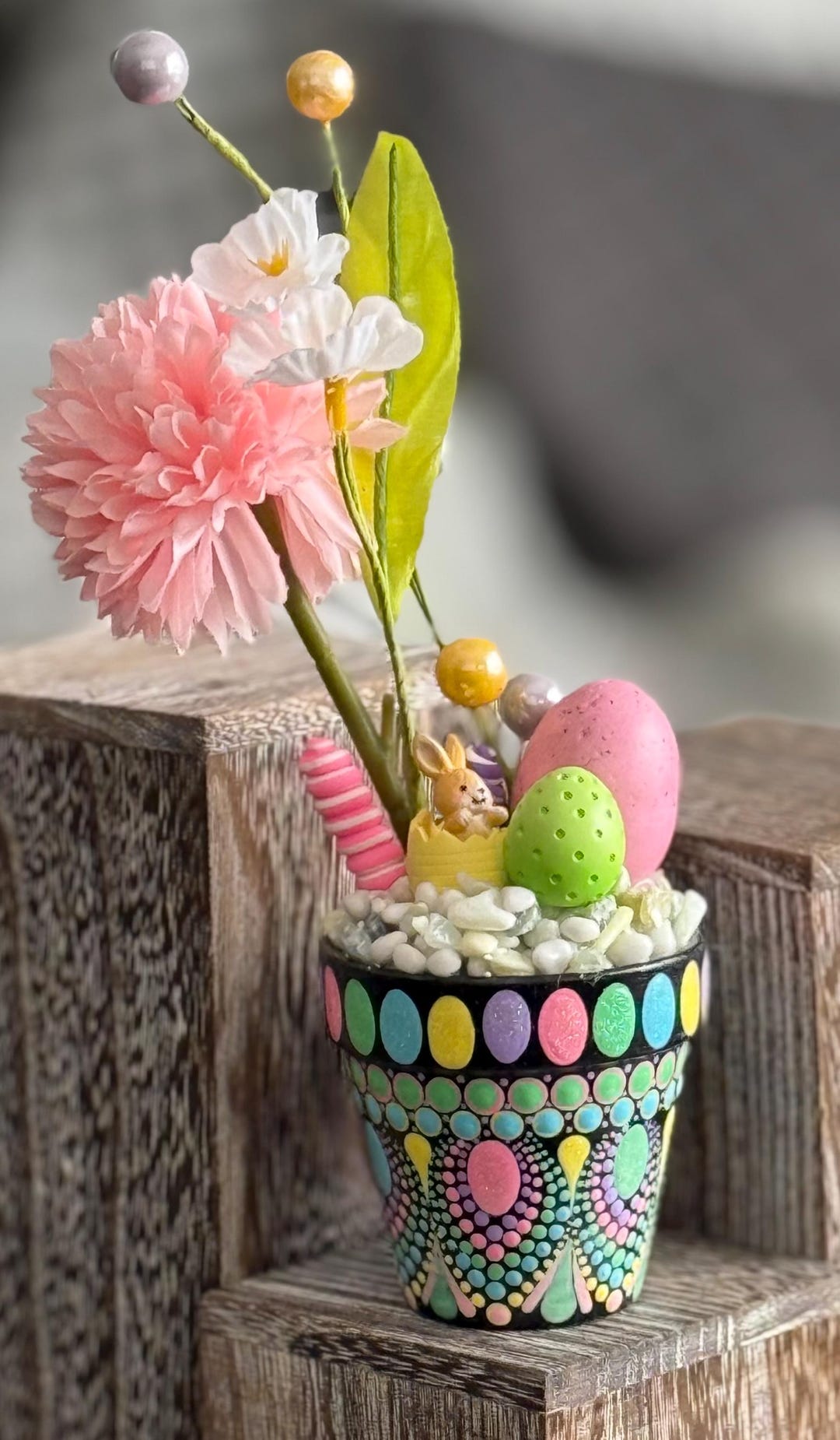 Hatching Bunny: Hand-painted 2 1/2" Terracotta Pot W/faux Succulents ...