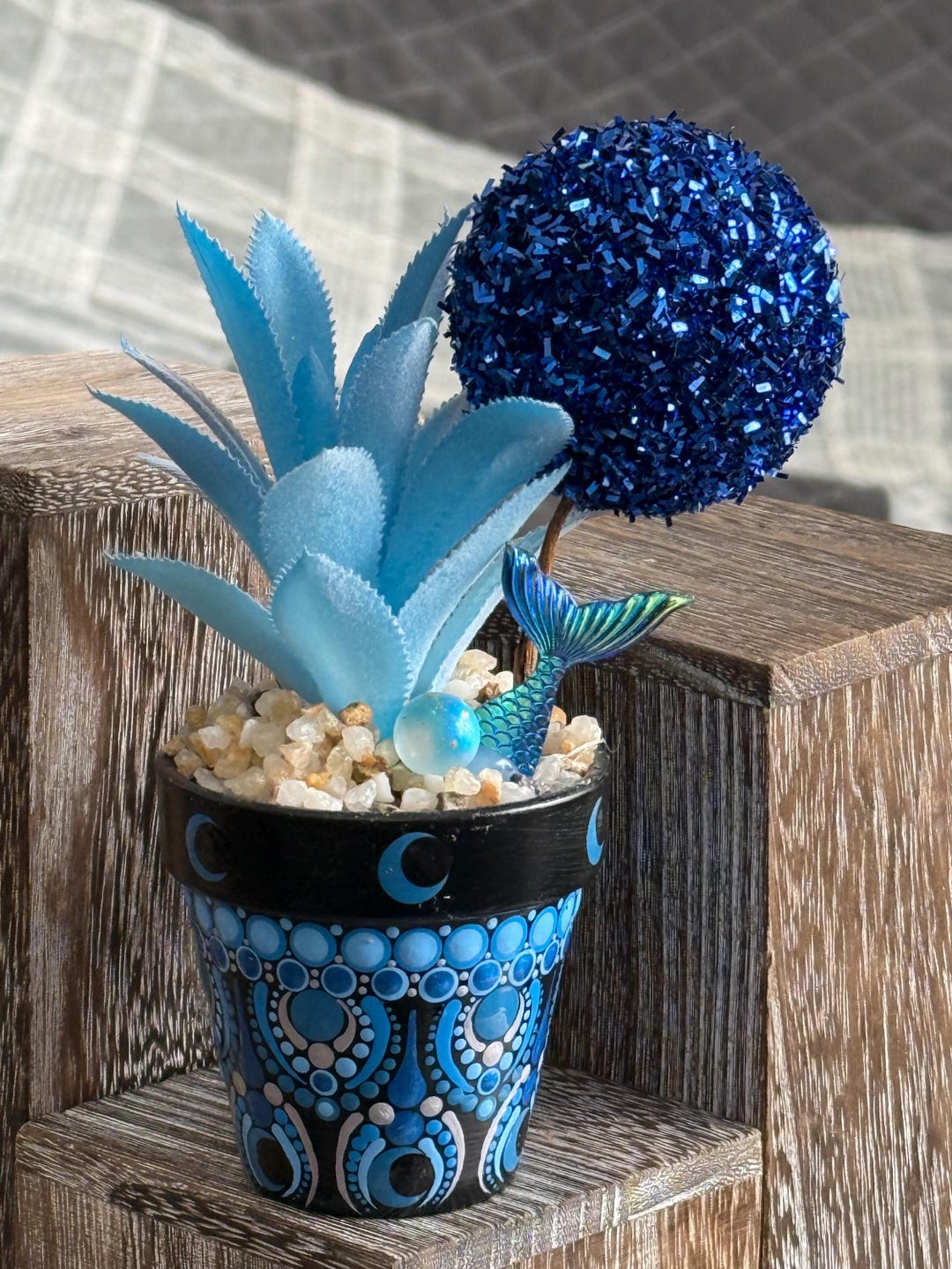 Mermaid Tail: Hand-painted 2 1/2" Terracotta Pot W/faux Succulents ...
