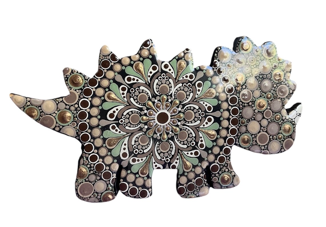 Hand Painted Wood Cut Out: Triceratops - Etsy