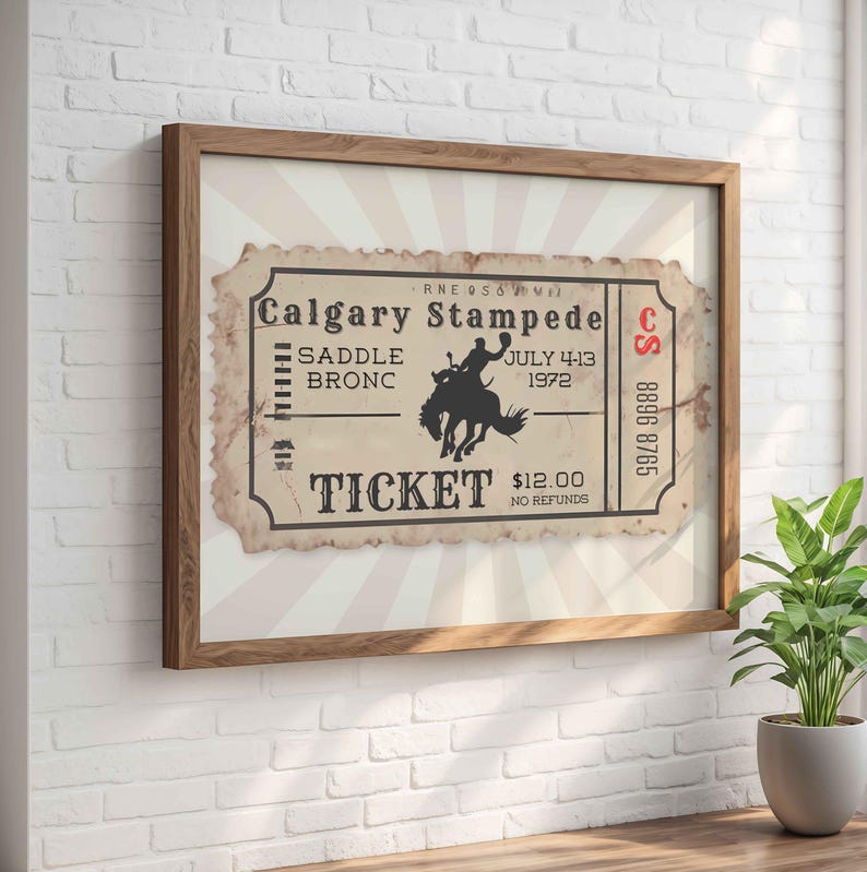 Vintage Rodeo Poster, Retro Calgary Stampede Ticket, Western Cowboy ...