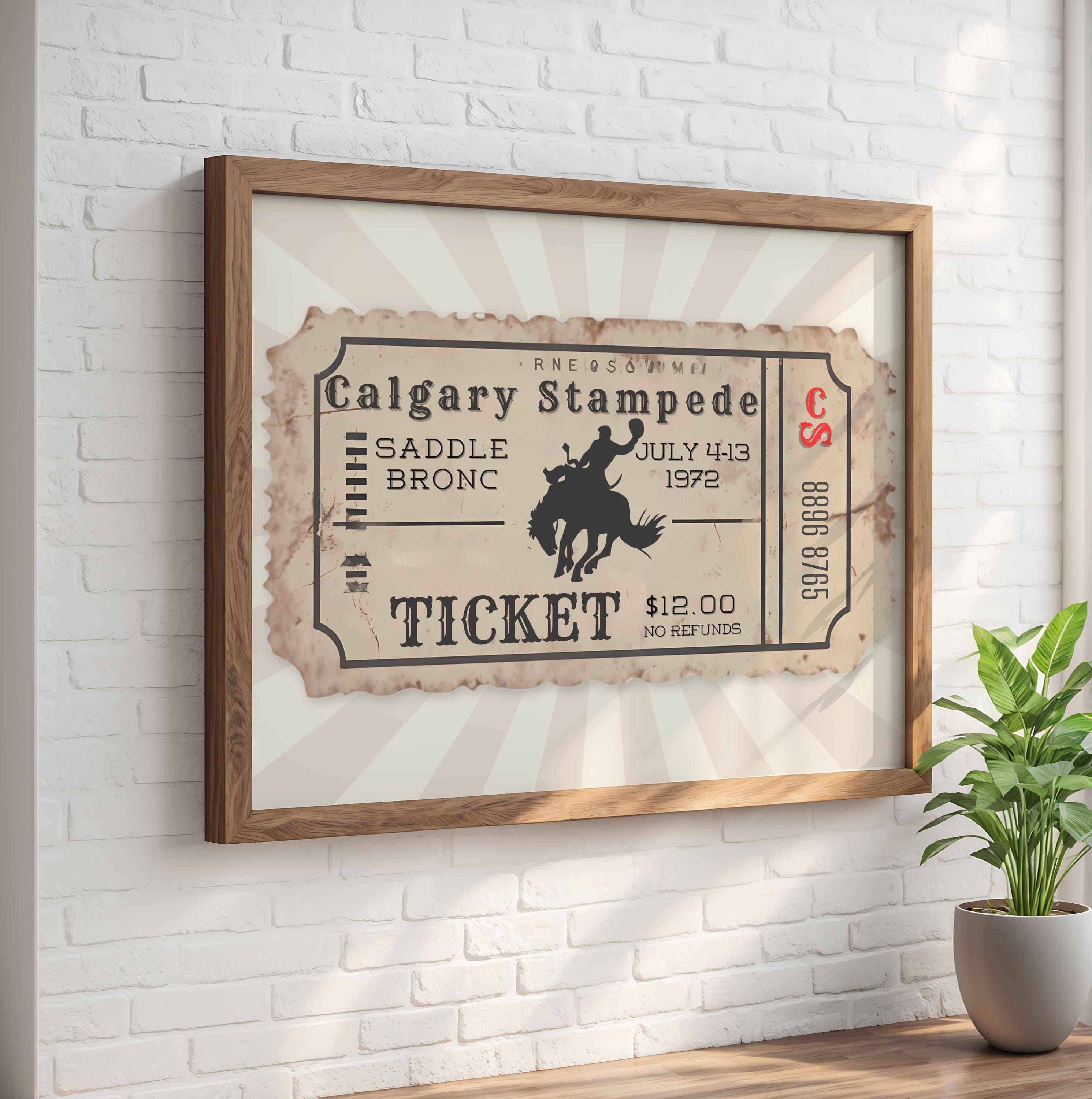 Vintage Rodeo Poster, Retro Calgary Stampede Ticket, Western Cowboy ...
