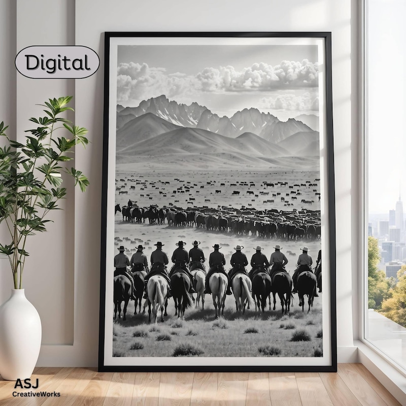 Cattle Western Wall Art - Etsy UK