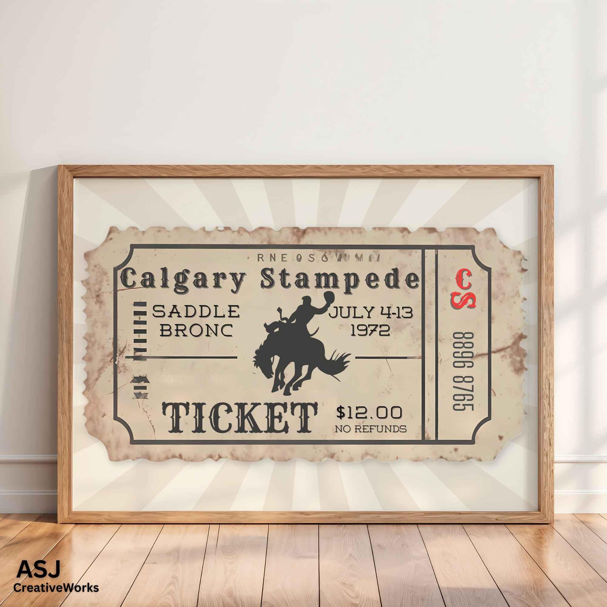 Vintage Rodeo Poster, Retro Calgary Stampede Ticket, Western Cowboy ...