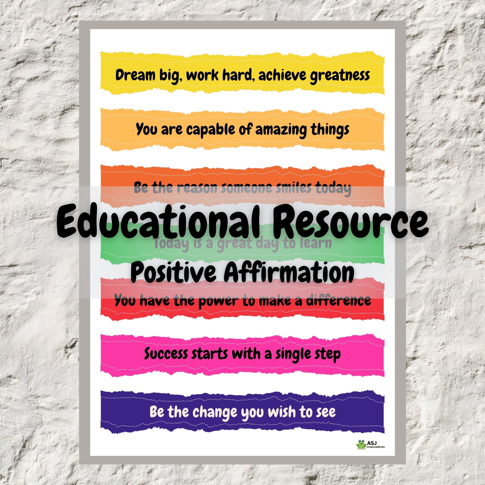 Positive Affirmation Daily Poster for Kids Classroom and Homeschool ...