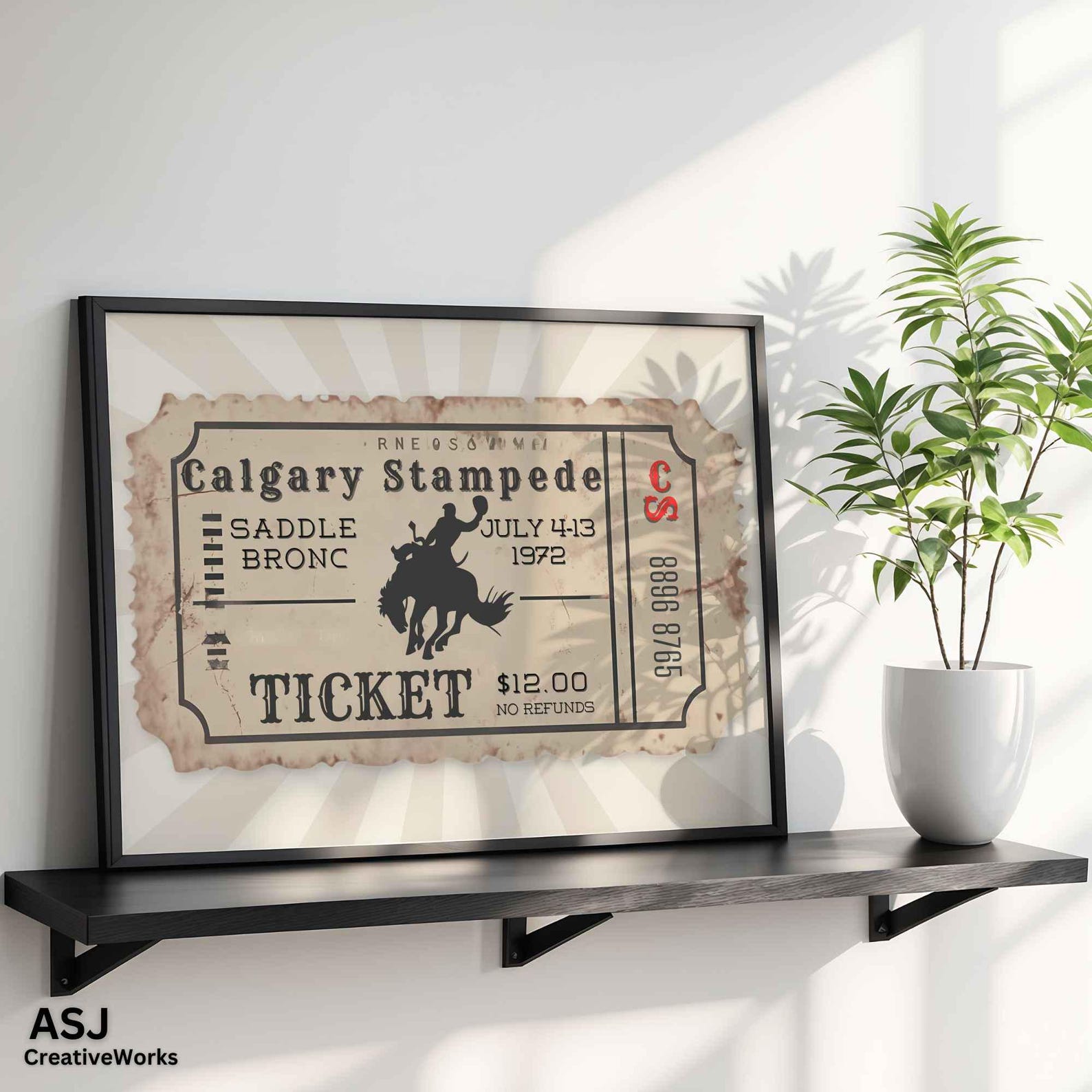 Vintage Rodeo Poster, Retro Calgary Stampede Ticket, Western Cowboy ...